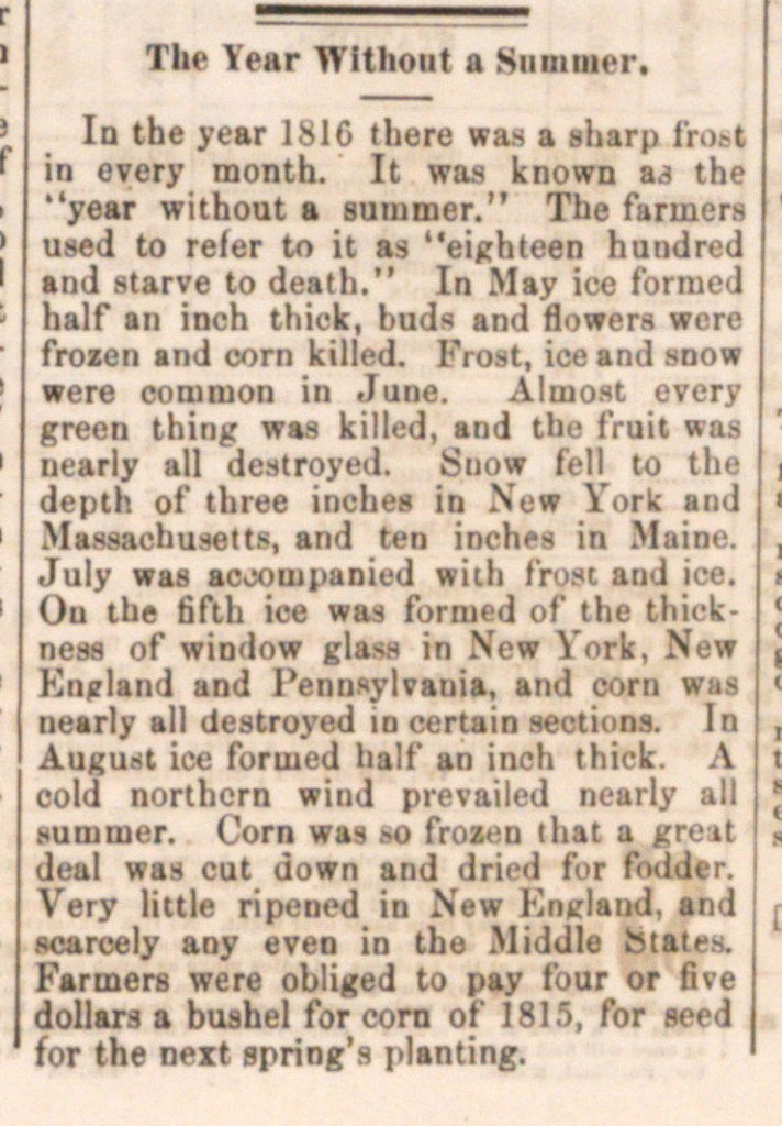 Joseph Smith Family and the Year without a summer - Mormon History